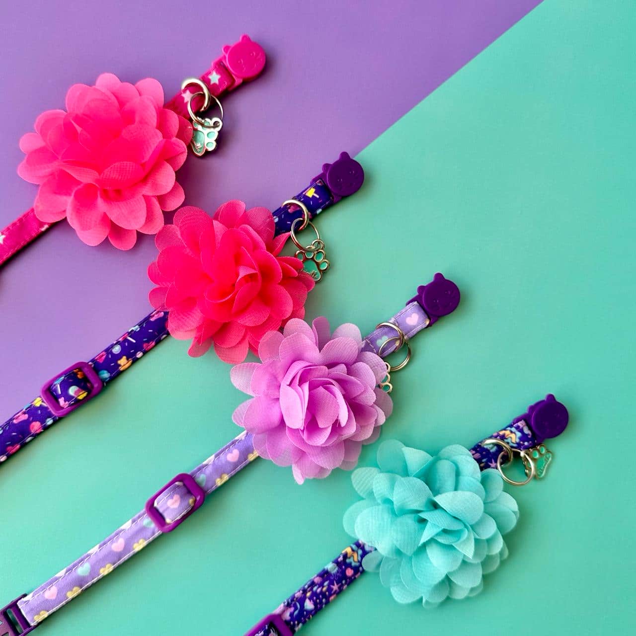 Collares para gatos con flor seda – Vainilla